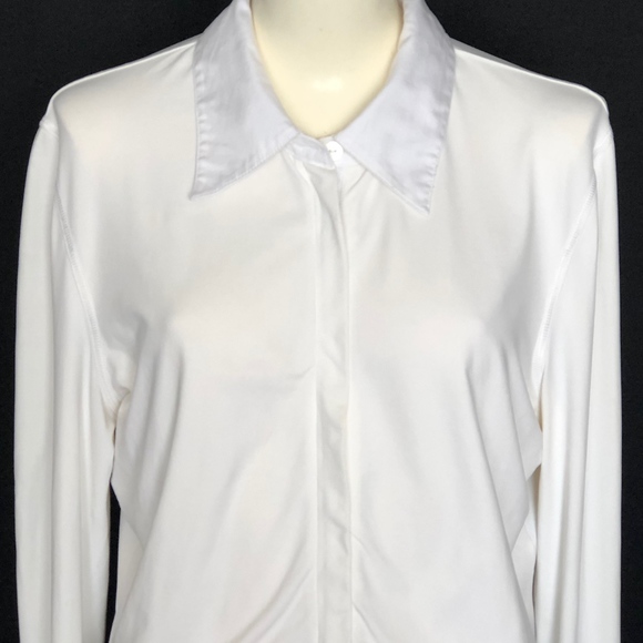CAbi | Tops | Cabi White Long Sleeve Zip Up Blouse J322 | Poshmark